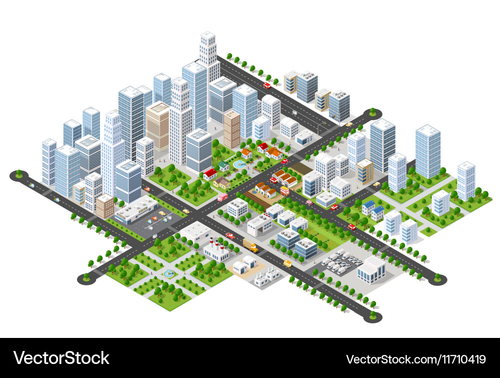 Megapolis 3d isometric Royalty Free Vector Image