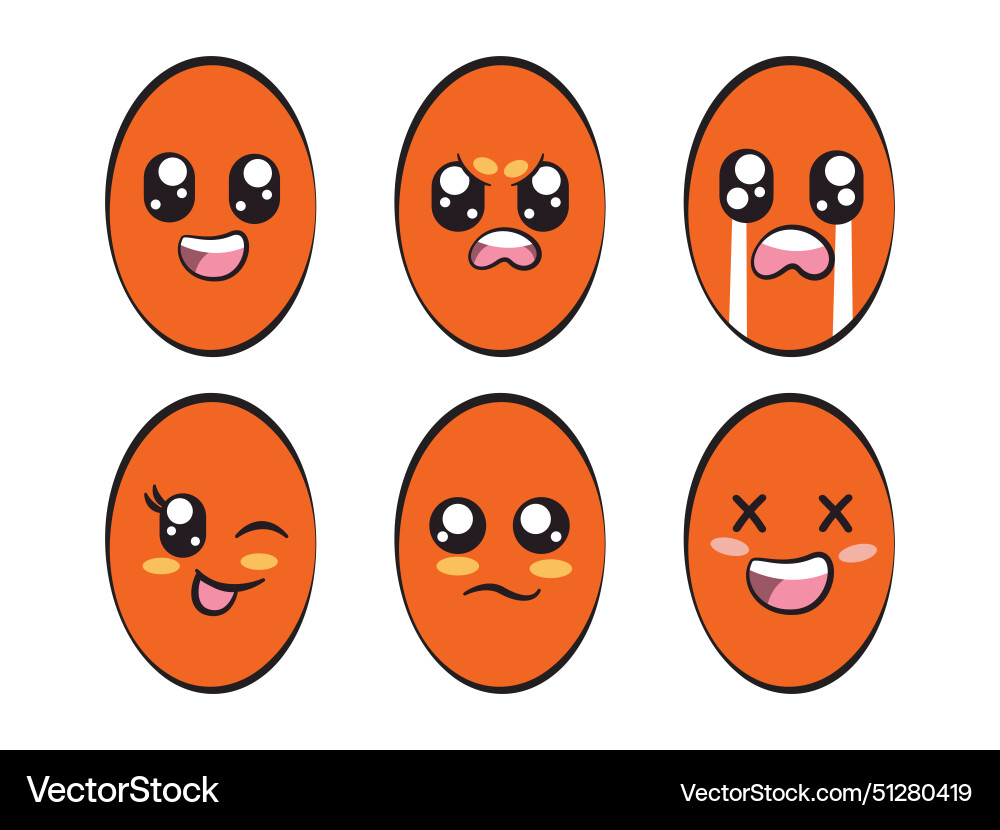 Orange color ellipse oval shape with expression Vector Image