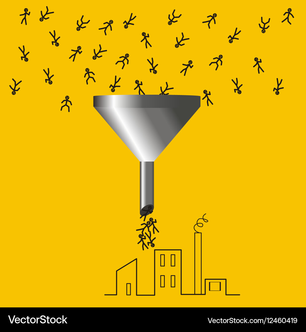 People fall into the funnel Royalty Free Vector Image