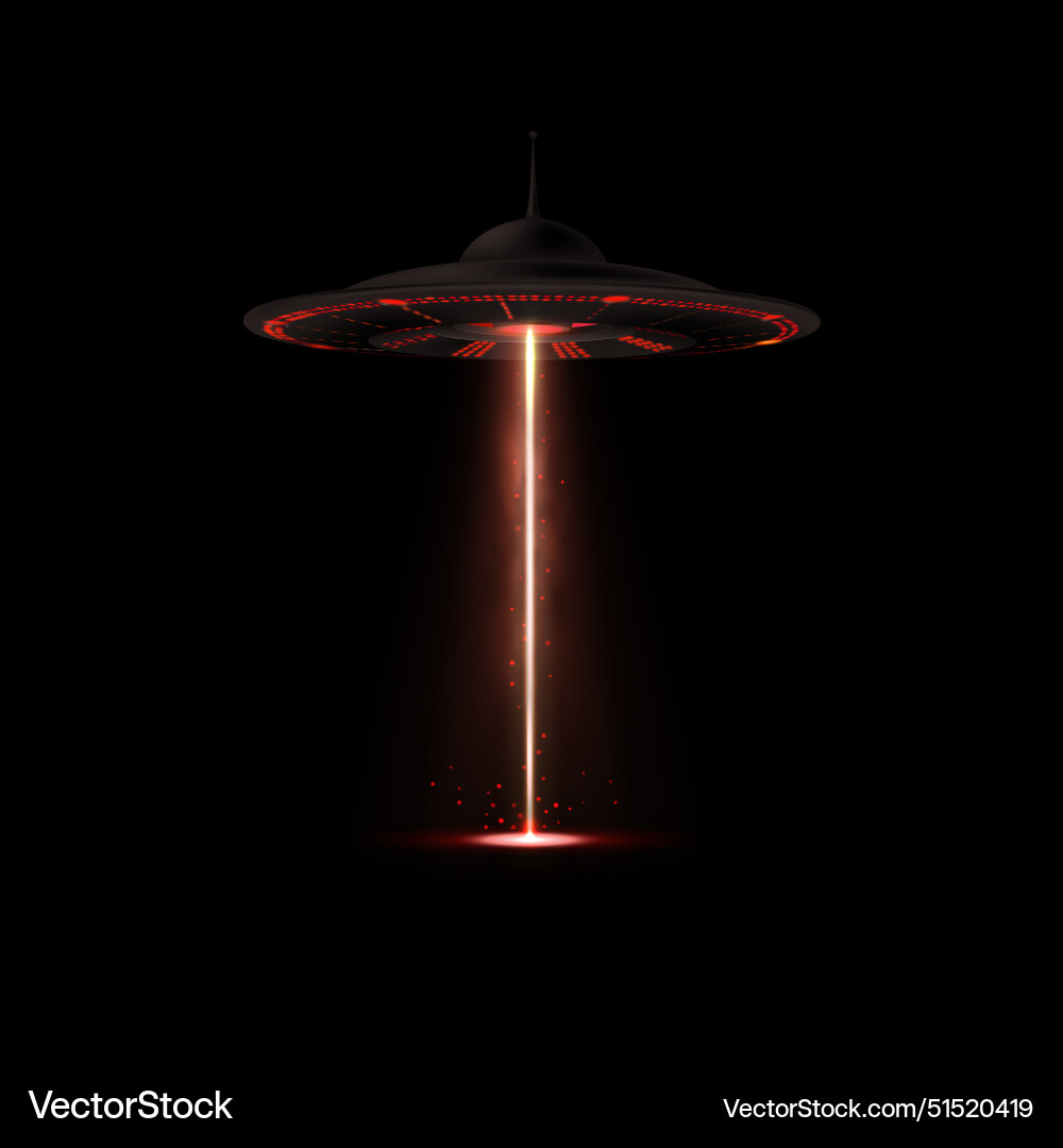 Realistic alien spaceship ufo with red vertical Vector Image