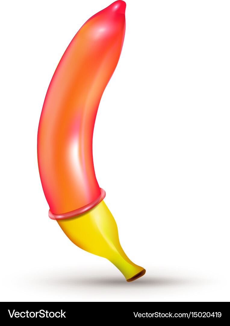 Realistic Condom Banana Royalty Free Vector Image