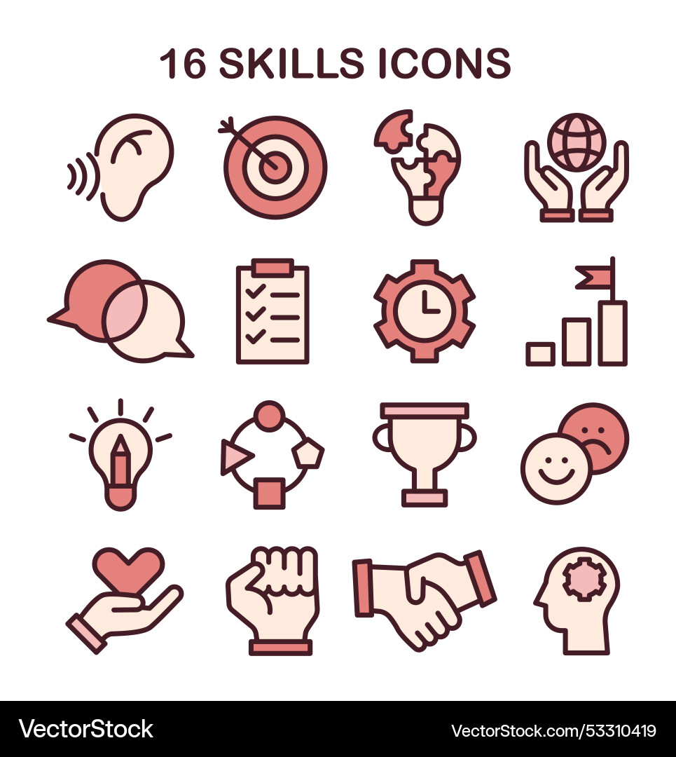 Soft skills icons set professional competences – Lizenzfreie ...