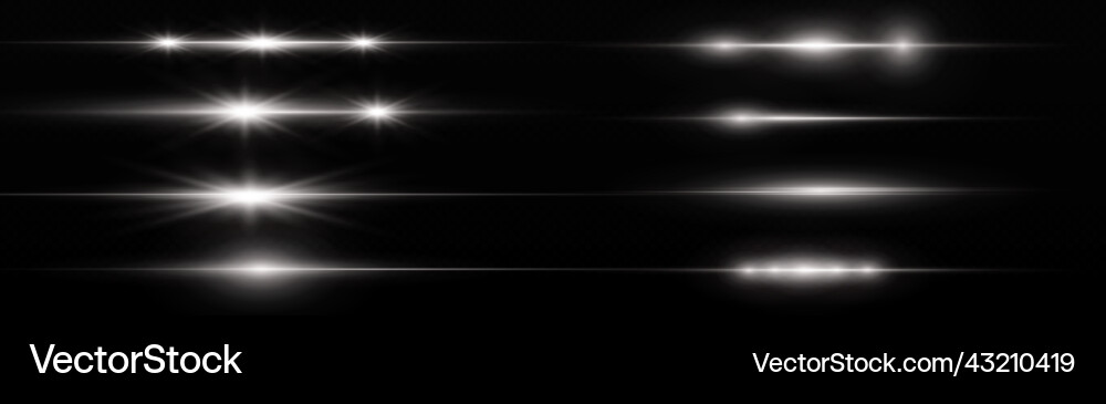 White glowing rays sparkle horizontal light line Vector Image