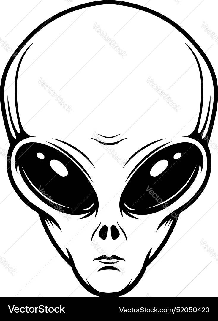 Alien head in engraving style design element Vector Image