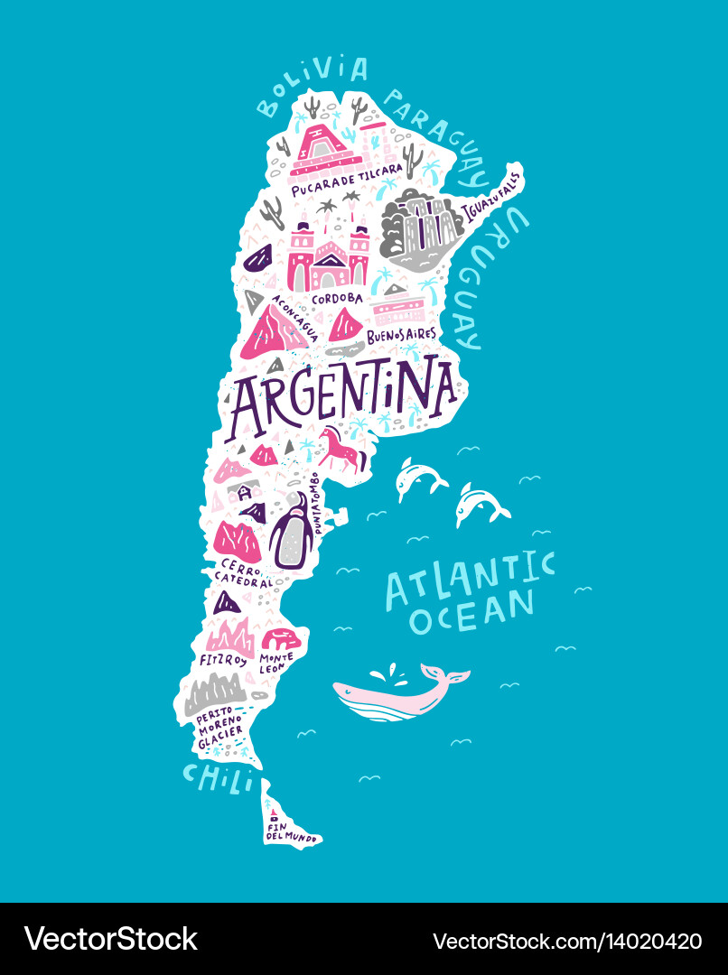 Argentina Map Cartoon Royalty Free Vector Image