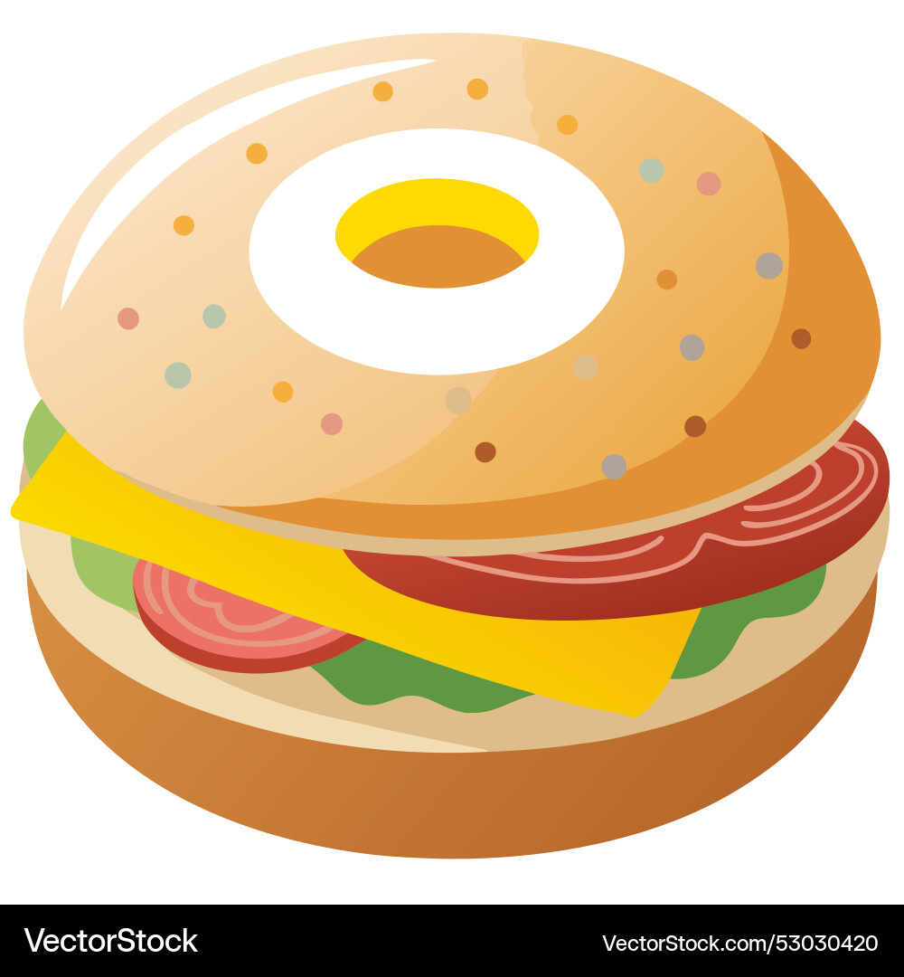 Bagel sandwich with bacon egg and cheese Vector Image