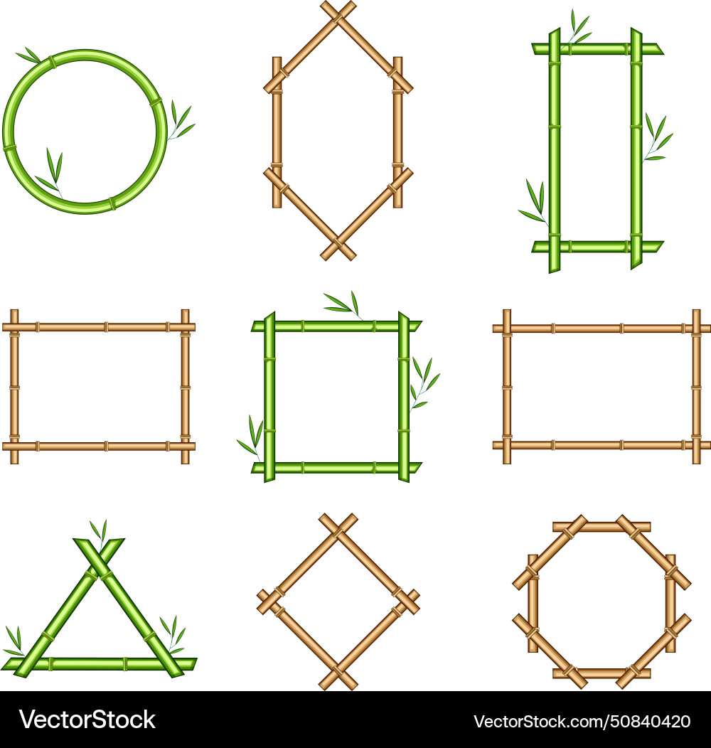 Bamboo frame set cartoon Royalty Free Vector Image