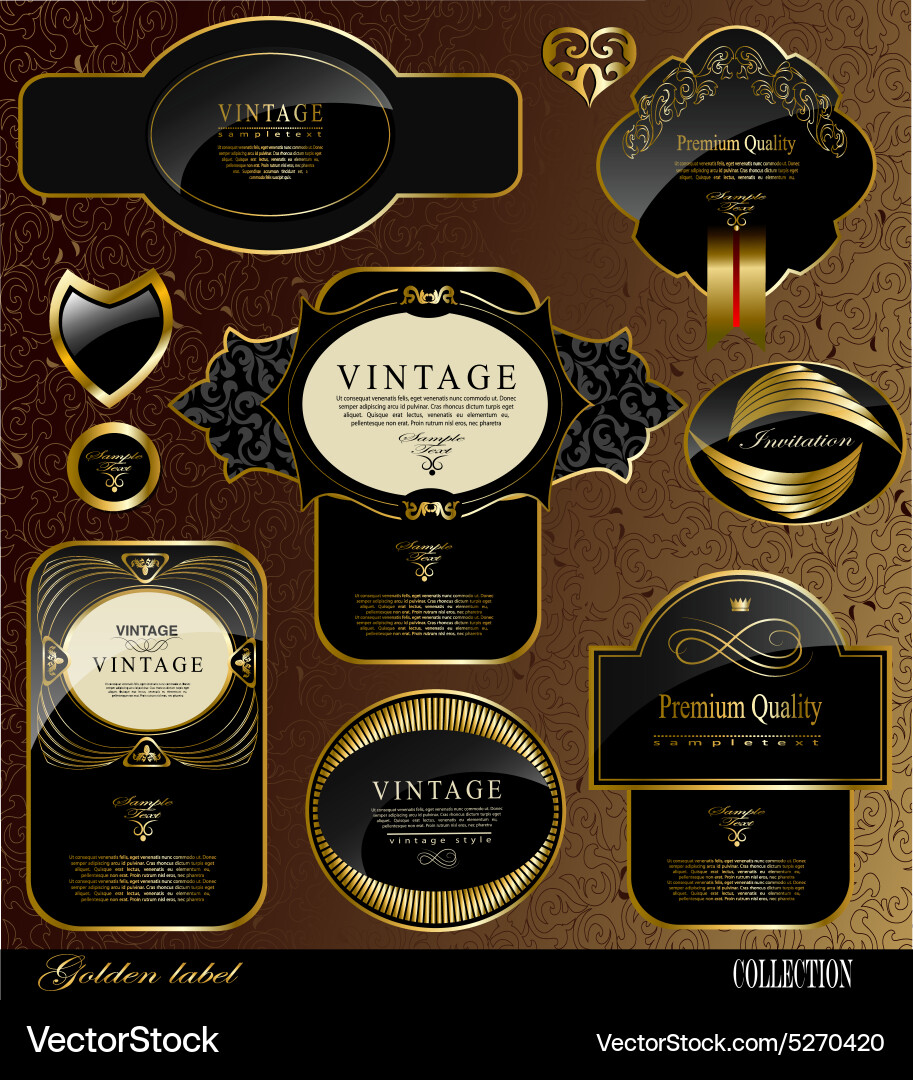 Black gold labels Royalty Free Vector Image - VectorStock