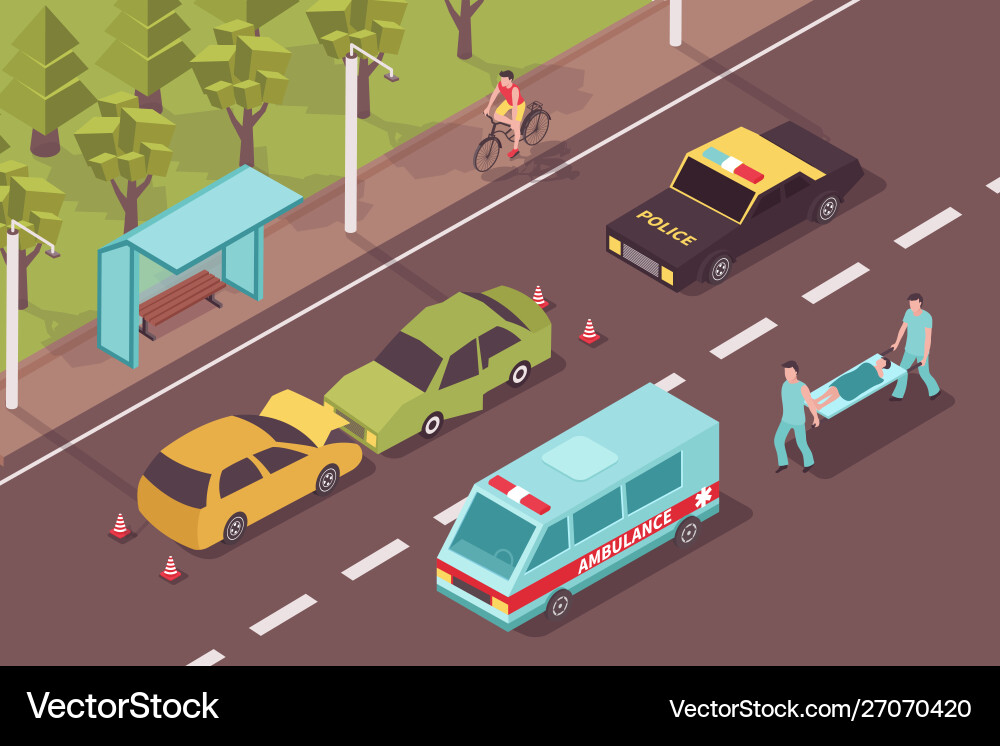 Car accident crash composition Royalty Free Vector Image
