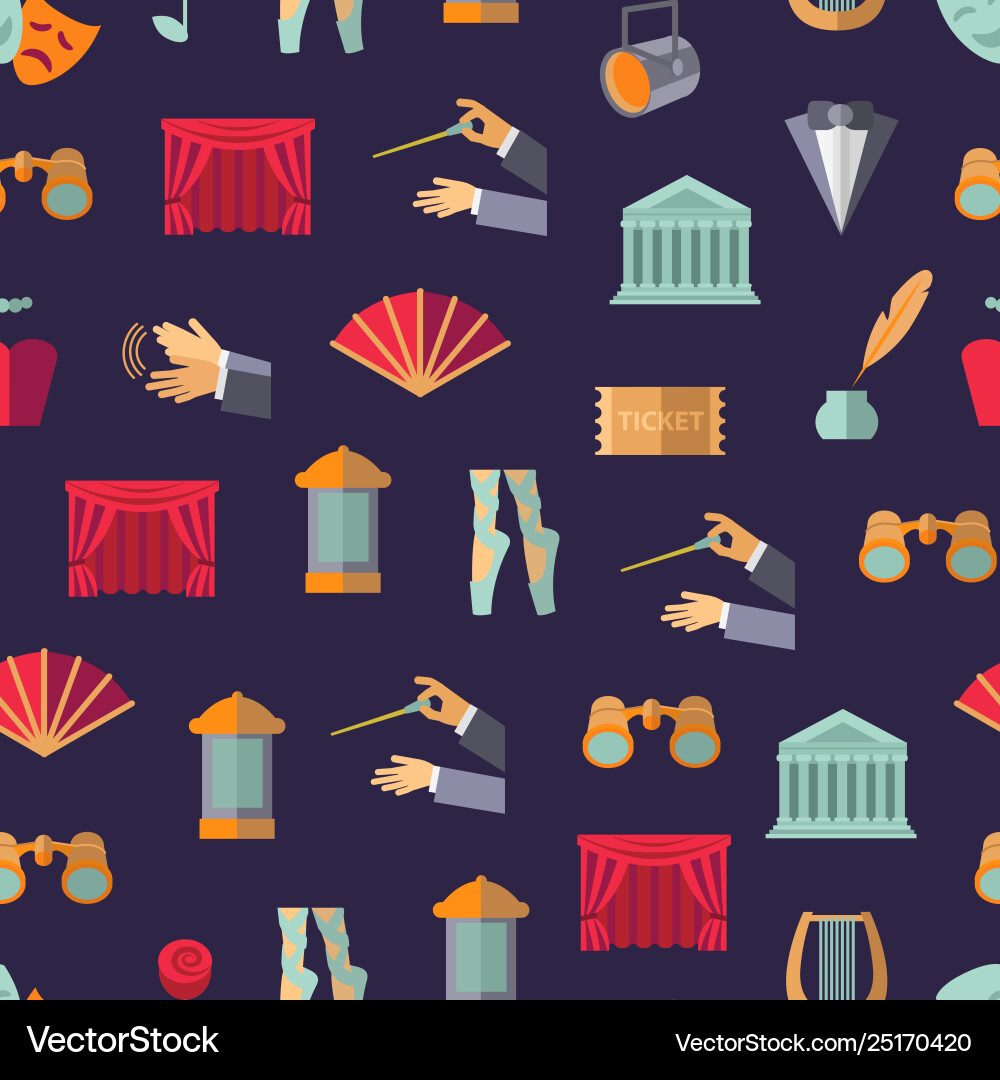 Cartoon theatre acting performance seamless Vector Image