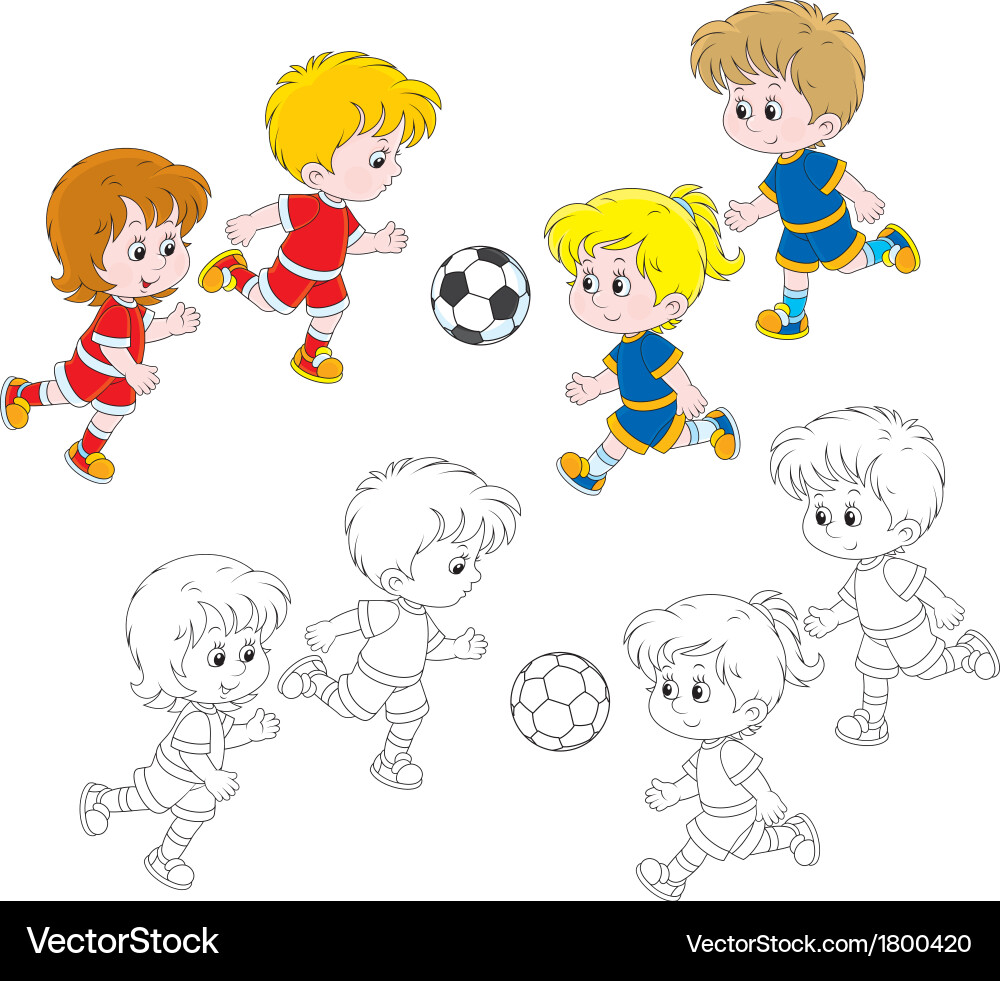 Children playing football Royalty Free Vector Image