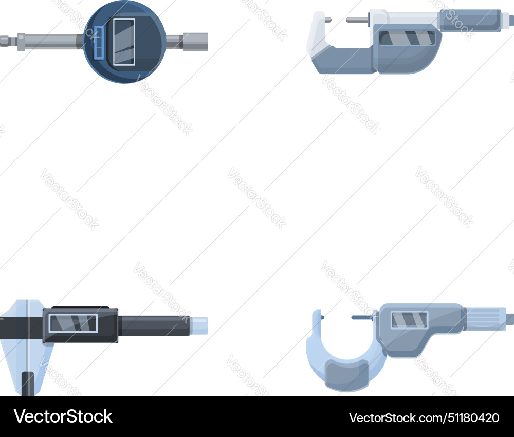 Classic micrometer icons set cartoon Royalty Free Vector