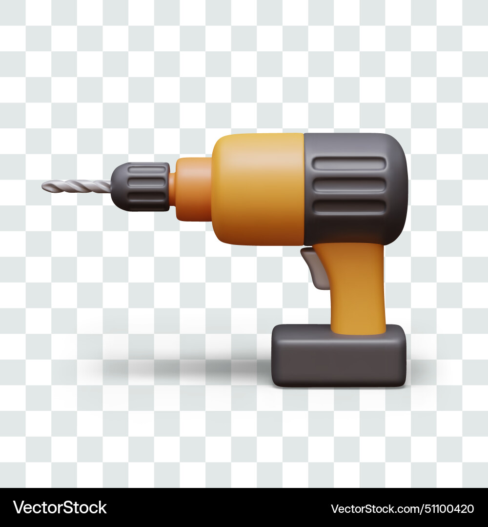 Cordless electric drill side view color Royalty Free Vector