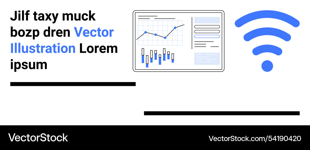 Data analytics dashboard and wireless symbol Vector Image