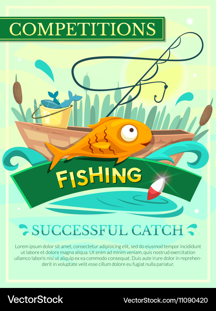 Fishing competition poster Royalty Free Vector Image