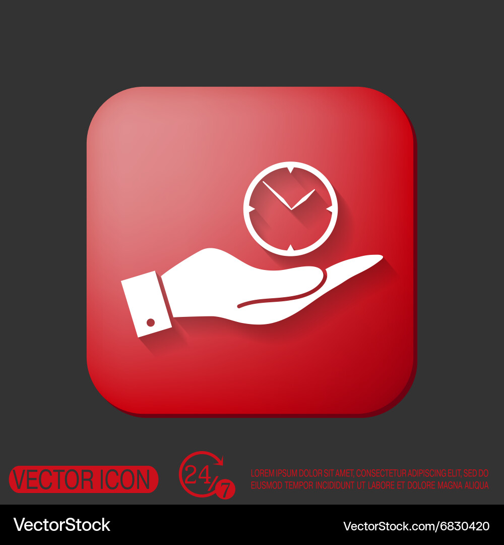 Hand holding a clock icon watch symbol time Vector Image