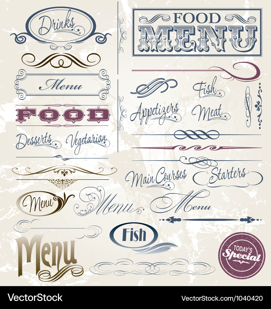 Menu elements Royalty Free Vector Image - VectorStock