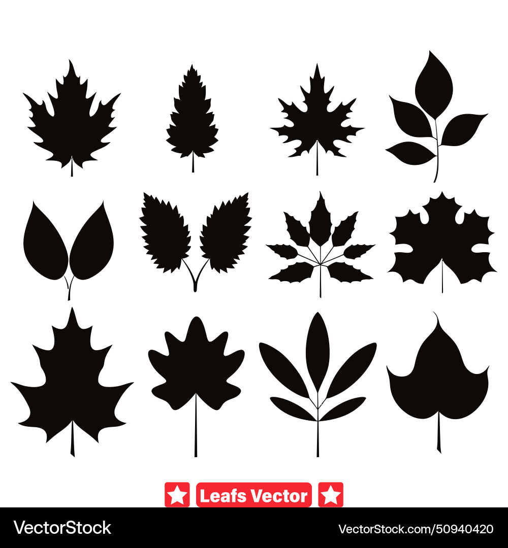 Tranquil canopy peaceful leaf silhouette designs Vector Image