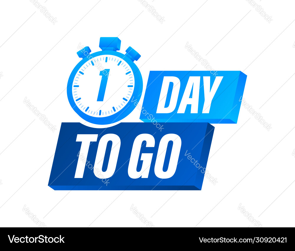 1 day to go countdown timer clock icon time Vector Image