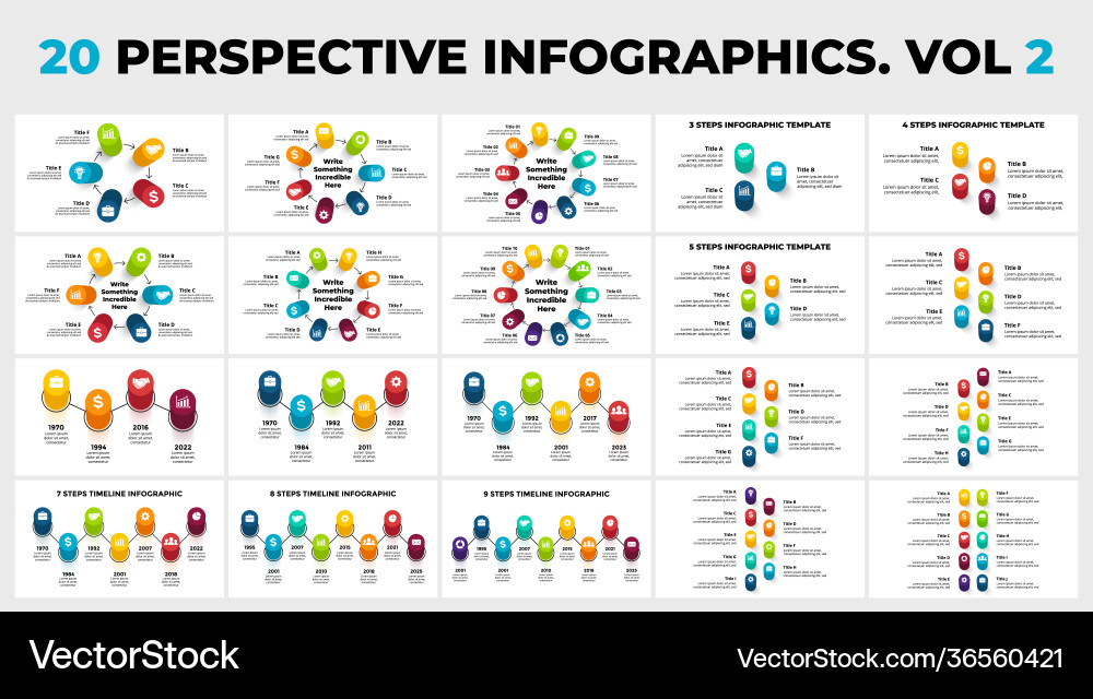 3D Perspective Infographic Pack Royalty Free Vector Image