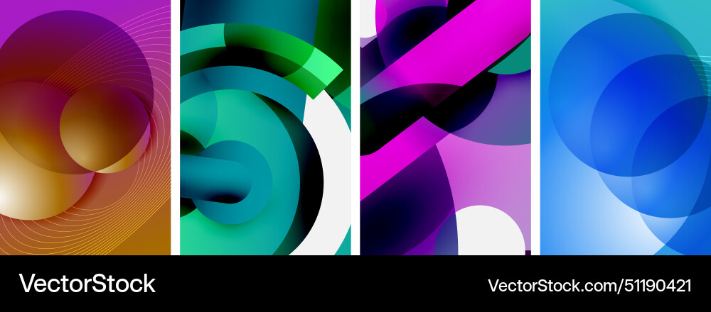 A collage of four different colored abstract Vector Image