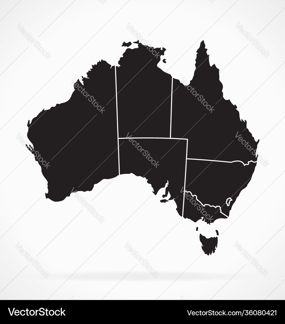 Accurate australia map with states separated Vector Image