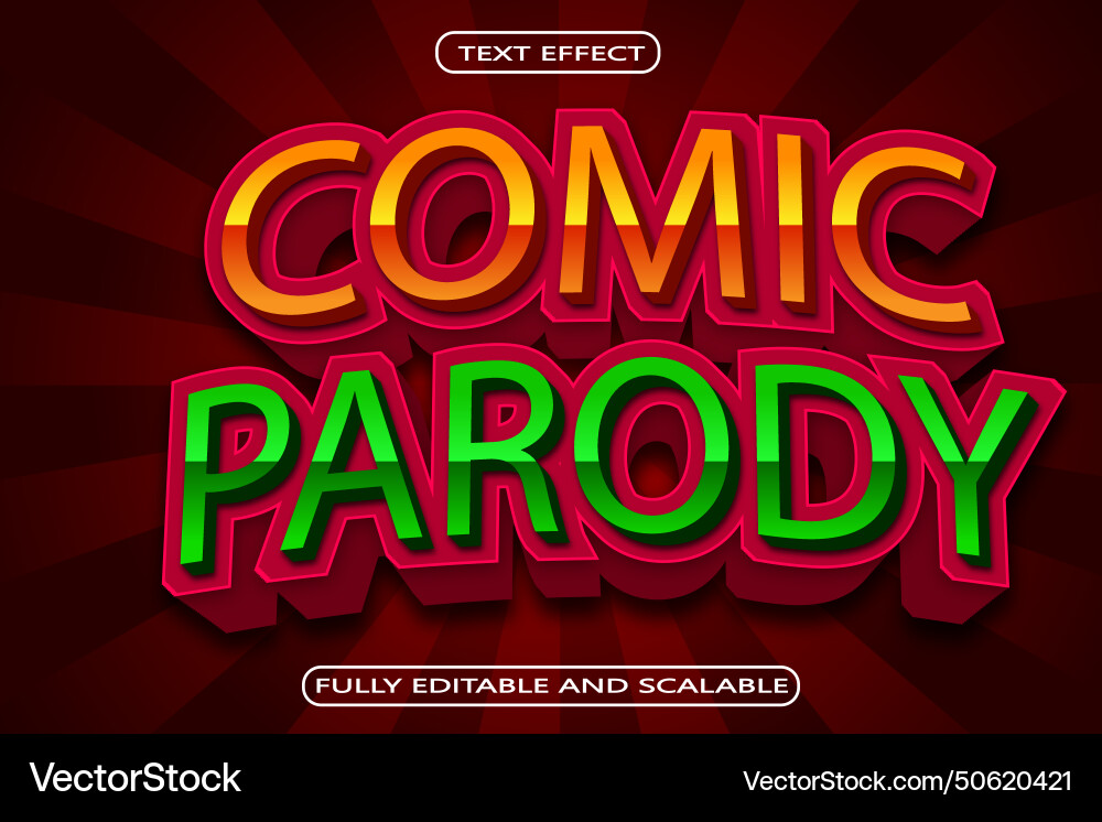 Comic parody editable text effect 3 dimension Vector Image