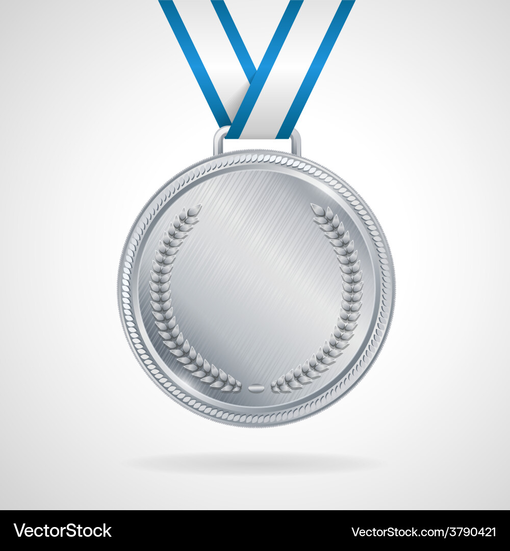 Silver medal with ribbon Royalty Free Vector Image