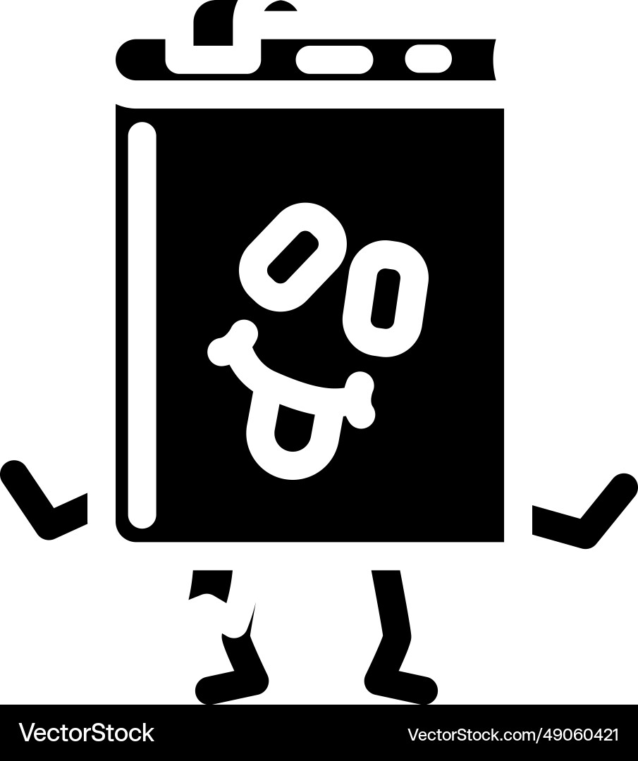 Smart book character glyph icon Royalty Free Vector Image