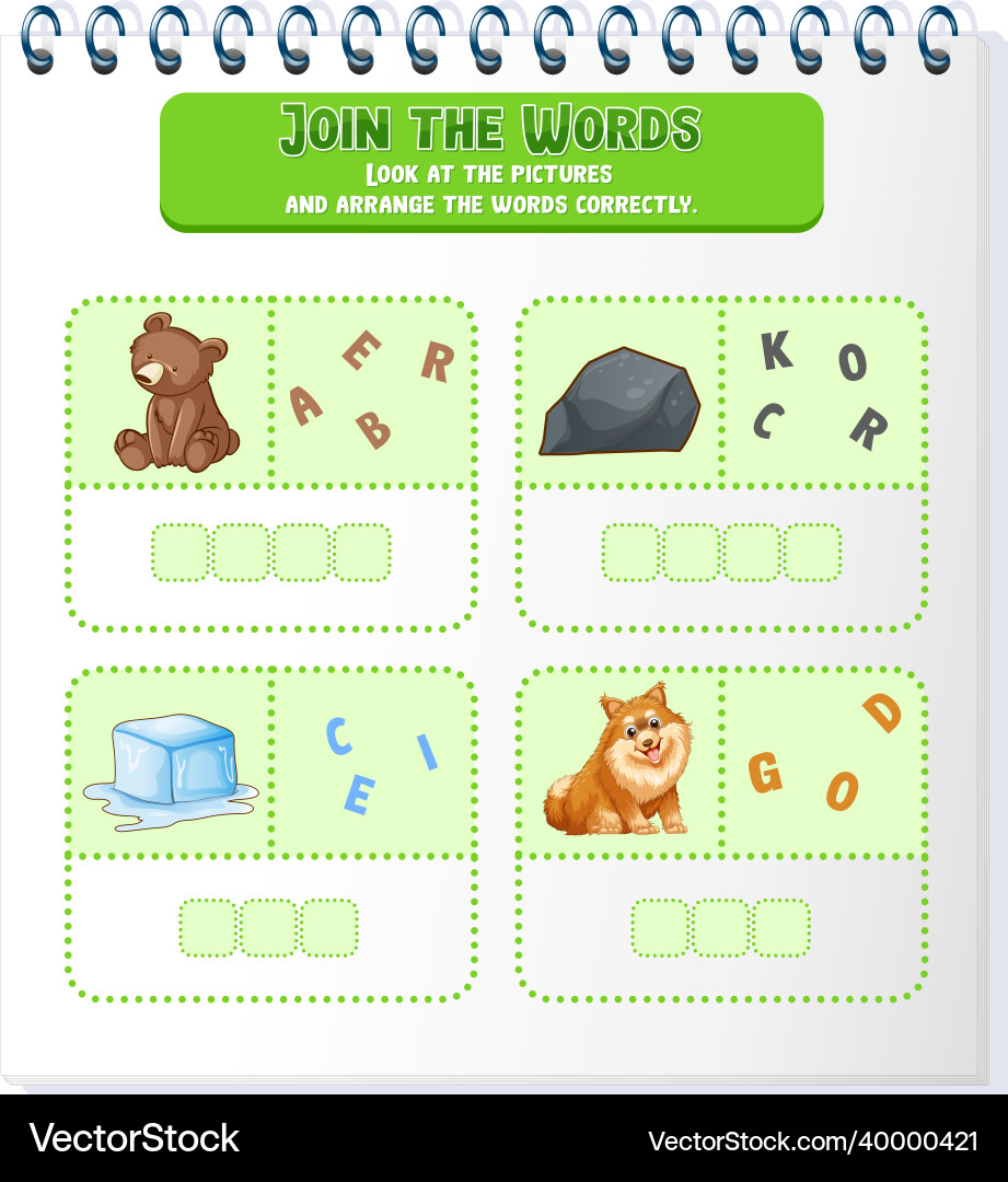 Spelling word game template Royalty Free Vector Image