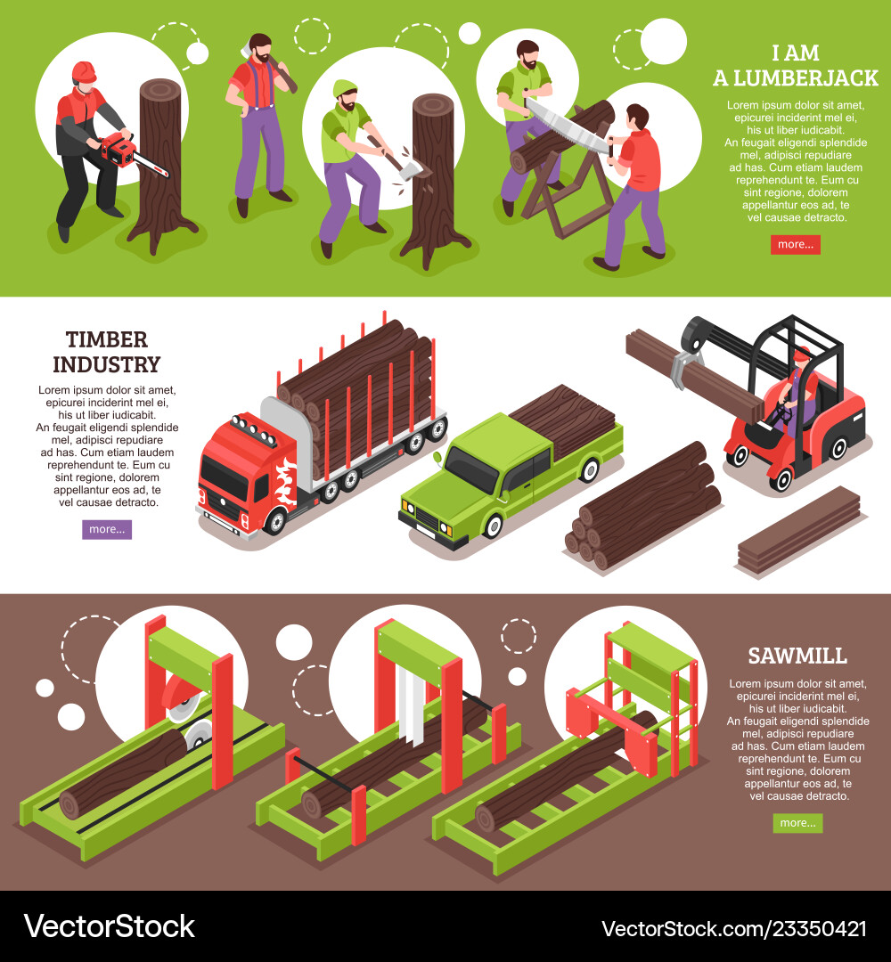 Timber industry horizontal banners Royalty Free Vector Image