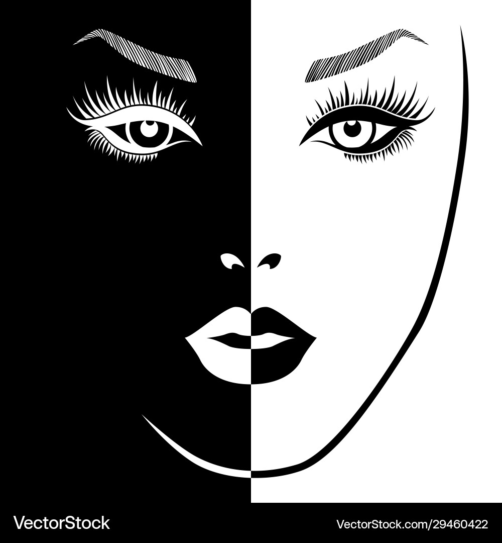 Attractive woman in negative and positive Vector Image