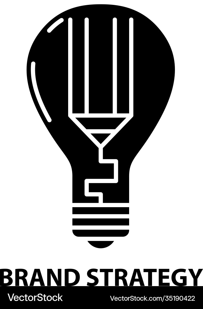 Brand strategy icon black sign Royalty Free Vector Image