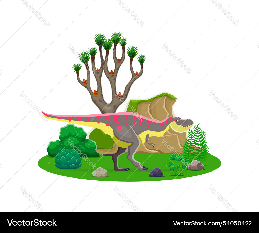 Brontosaurus prehistoric dino character in forest Vector Image