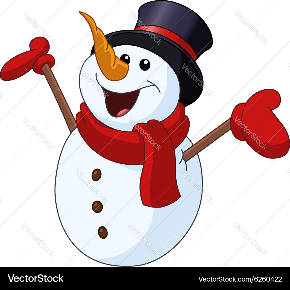 Cheerful Snowman Raising Arms – Royalty-Free Vector | VectorStock