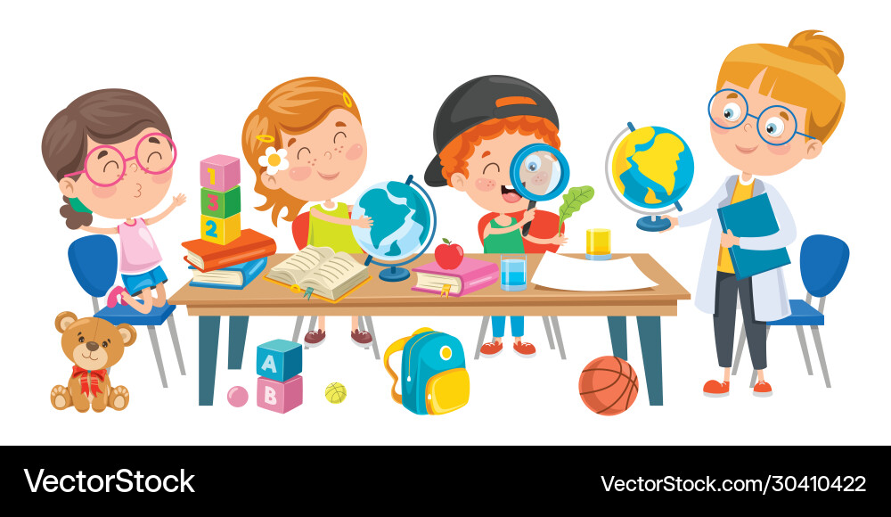 Children studying Royalty Free Vector Image - VectorStock