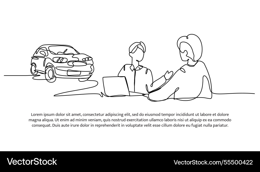 Continuous one line design of car discussion Vector Image