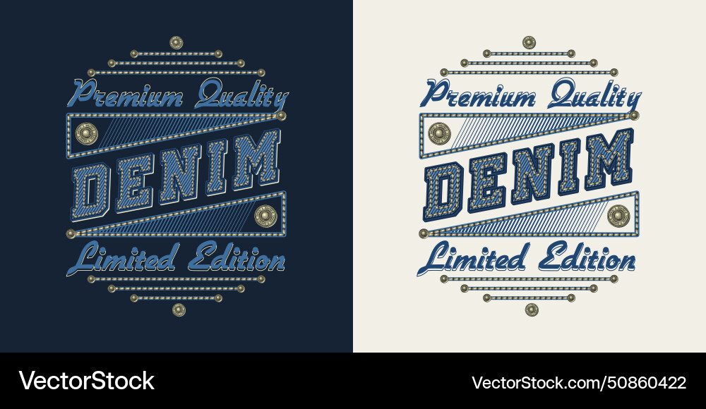 Denim text label with typography Royalty Free Vector Image