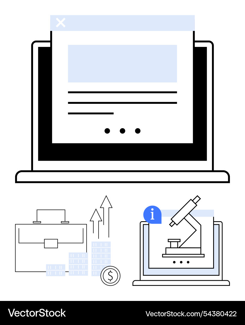 Digital business analytics with microscope Vector Image