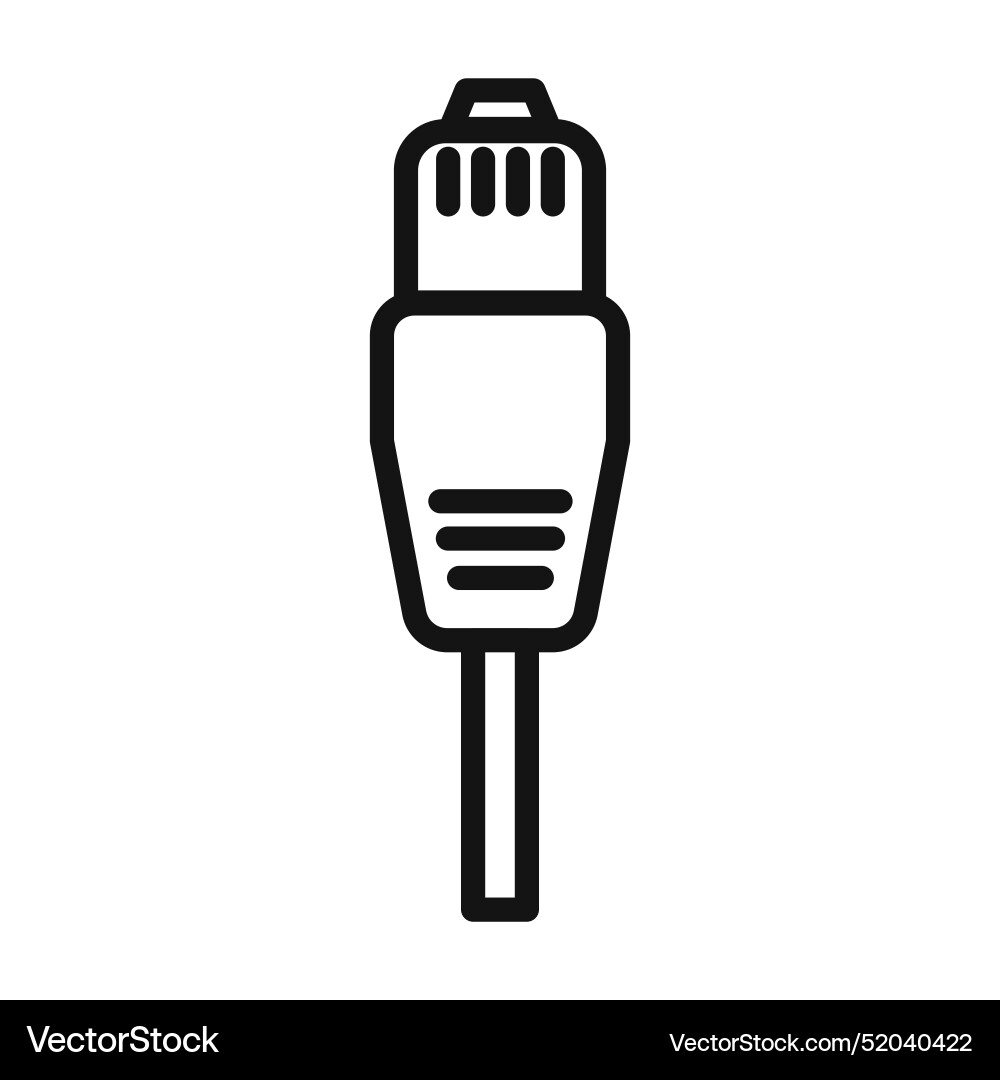 Ethernet cable plug icon black and white sign Vector Image