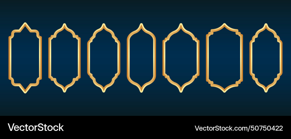 Golden ramadan frame islamic window shapes Vector Image