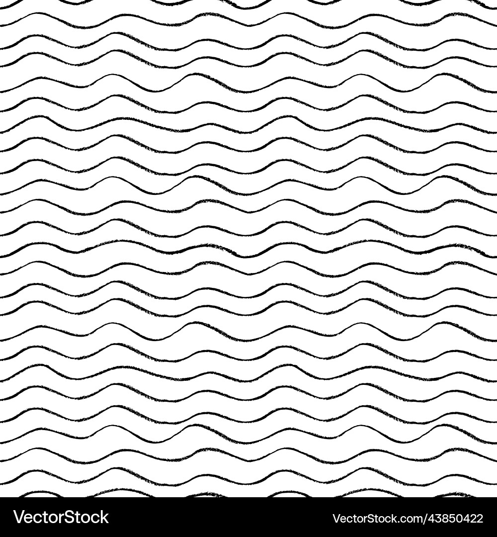Hand drawn simple black charcoal horizontal waves Vector Image