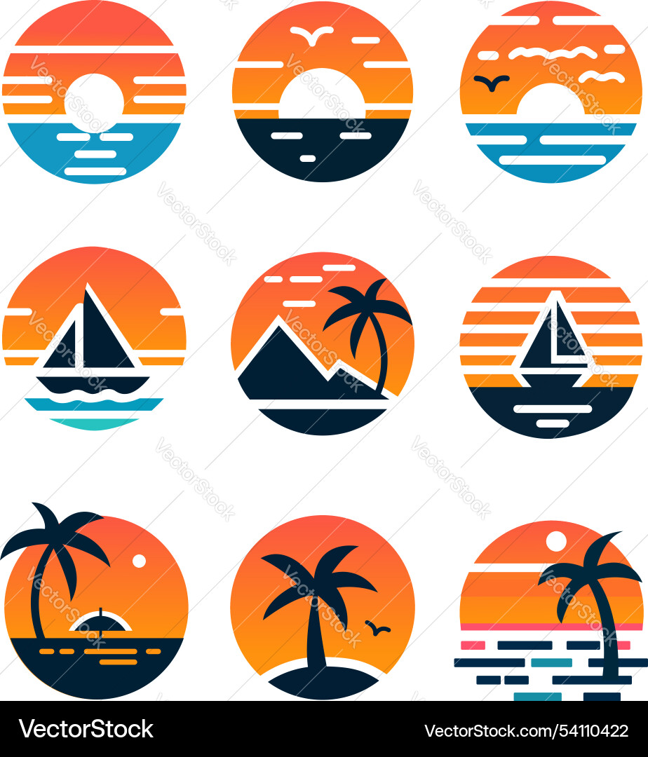 Miami icons Royalty Free Vector Image - VectorStock