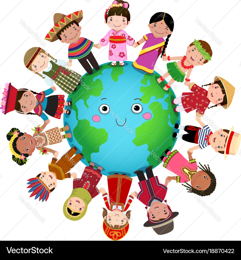 Kids Around Earth Vector Images (over 400)