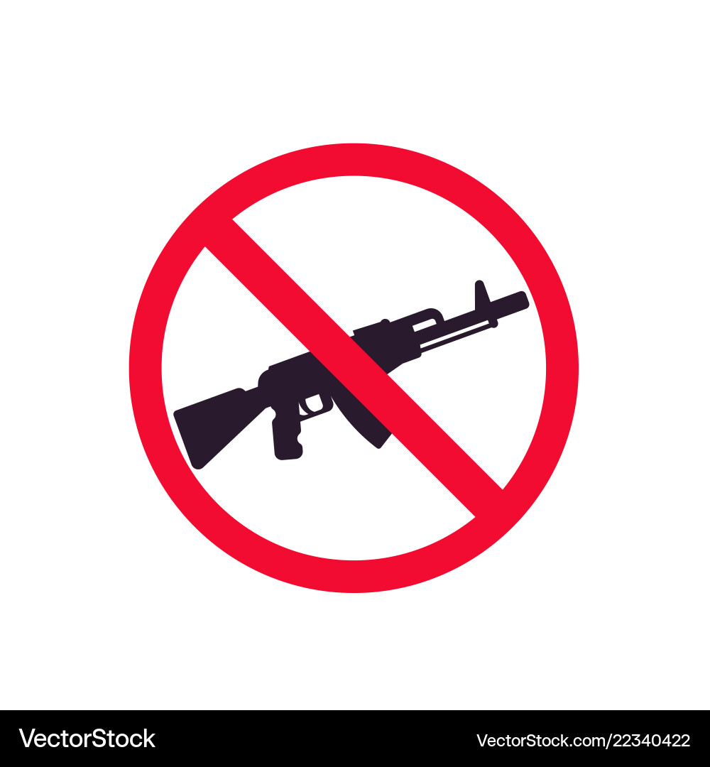 No guns sign with automatic rifle Royalty Free Vector Image