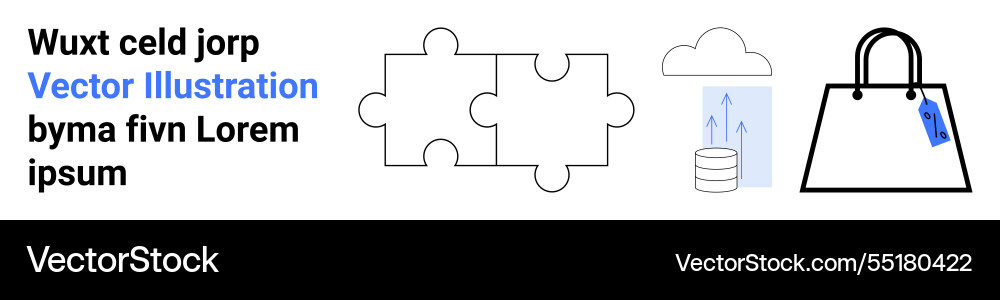 Puzzle integration cloud storage and shopping Vector Image