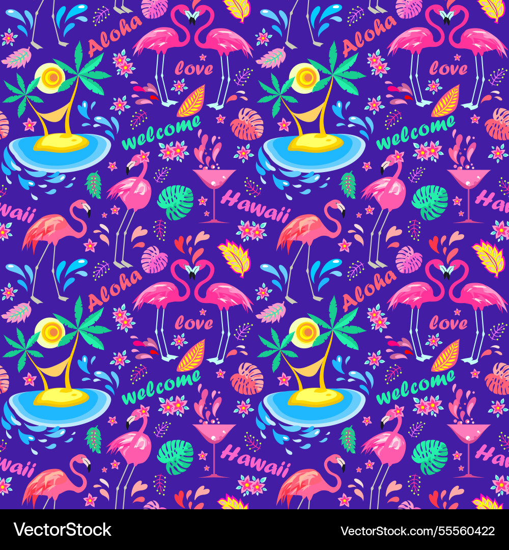 Seamless wallpaper with funny summer print Vector Image