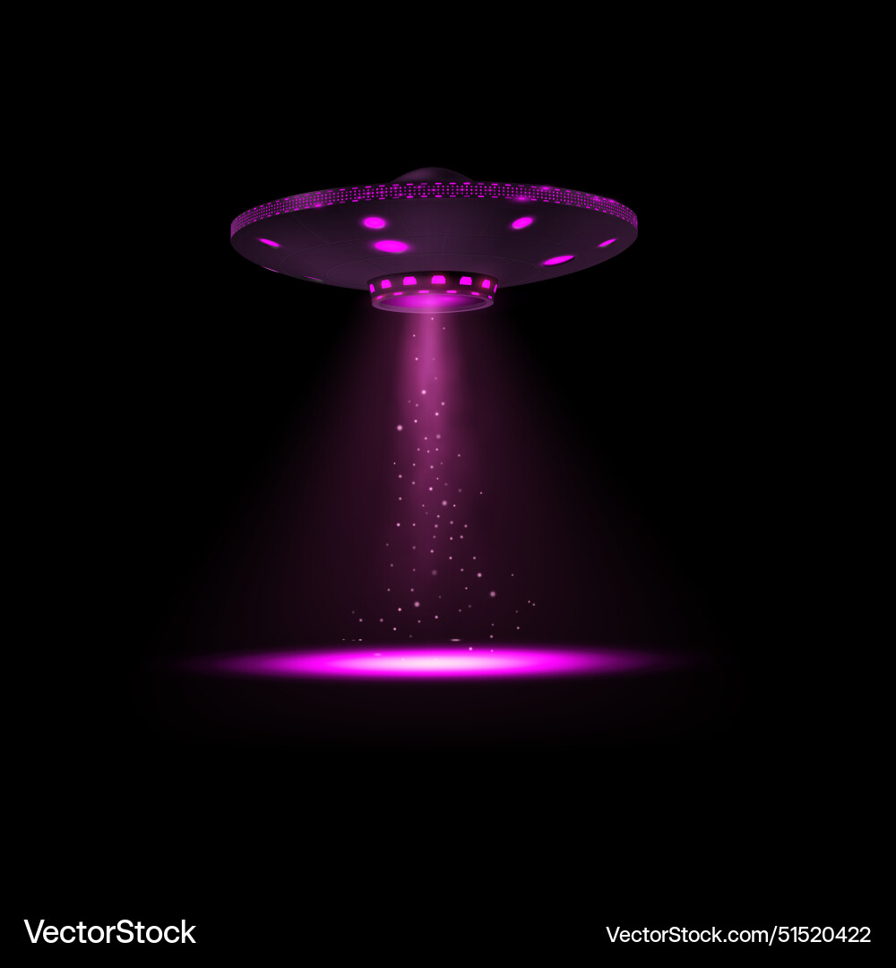 Ufo with glowing lights Royalty Free Vector Image