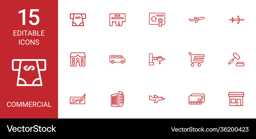 15 commercial icons Royalty Free Vector Image - VectorStock