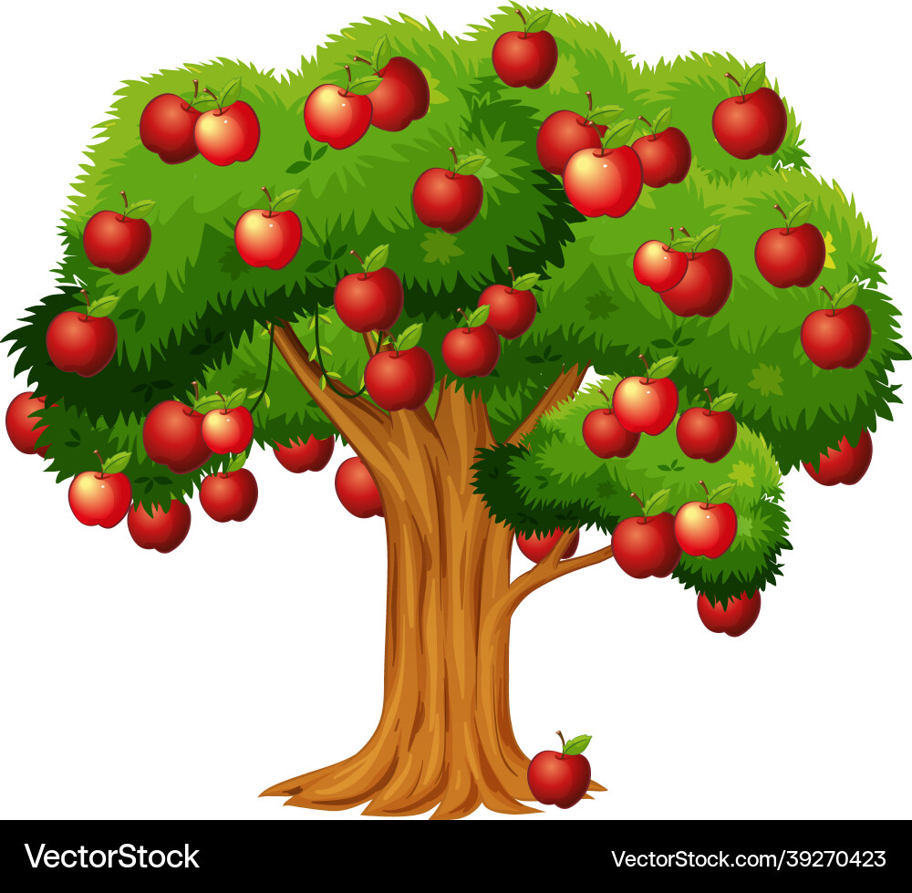 Apple tree isolated on white background Royalty Free Vector
